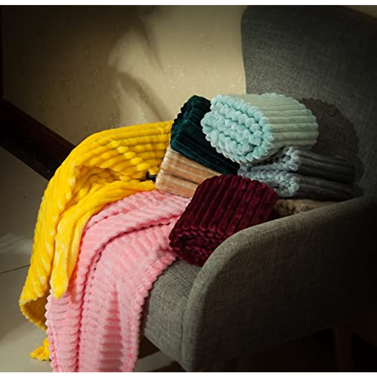 NTBAY Flannel Fuzzy Toddler Blanket, Fluffy Warm and Lightweight Reversible Stripes Design Baby Plush Blanket, 30x40 Inches, Pink