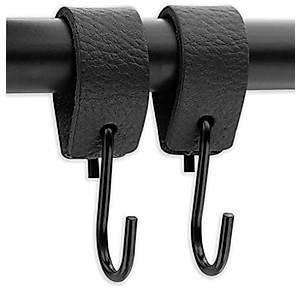 Brute Strength - Multifunctional Leather S-Hooks - Anthracite - 6 Pieces - S Shaped Hooks - Coat Hook - Leather Hooks - Leather s Hooks - Black s Hooks - Kitchen Hooks