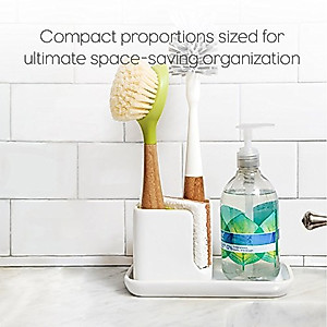 Full Circle Kitchen Sink Set - Ceramic Organizer with Be Good Dish Brush and In a Nutshell Scrubbing Sponges, Green