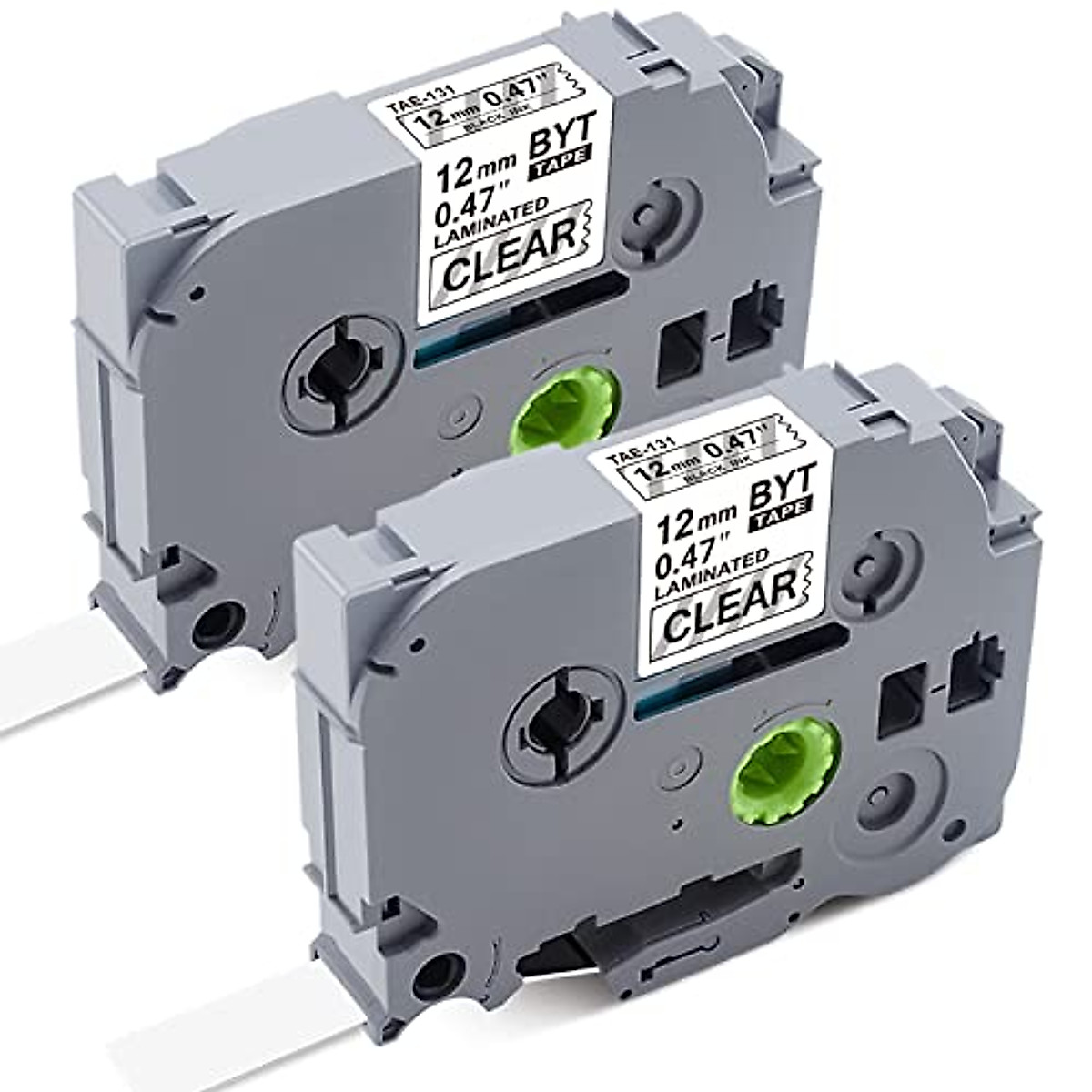 TZ Tape 12mm 0.47 Laminated Clear Compatible for Brother P-Touch Clear Label Tape TZe-131 TZ-131 Black on Clear for Brother Lable Maker Clear PT-D210 PT-H100 PTD400AD,2-Pack