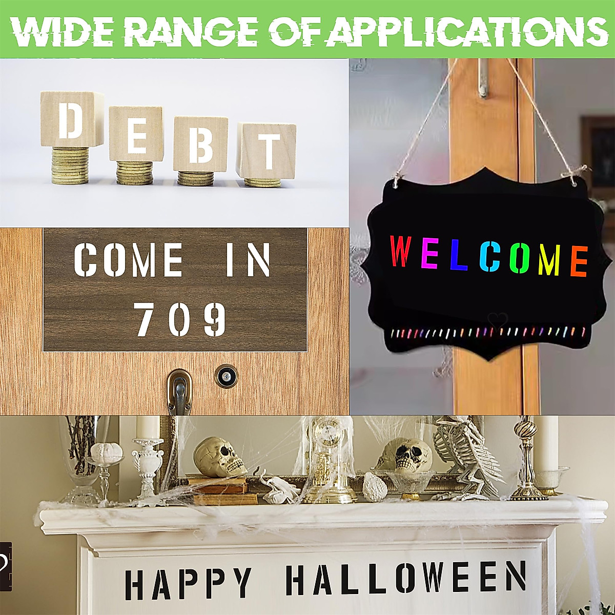 42pcs Traceable Interlocking Stencil Template Set, 3 Inch Reusable Letter Stencils, Alphabet Numbers and Symbols for Painting On Wood Bullet Journal Canvas Rock Sign Wall Art Fabric Chalkboard