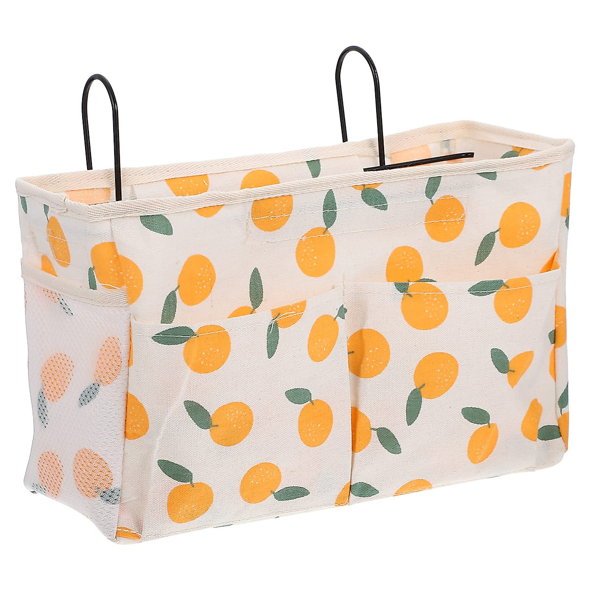 ARTIBETTER Fruit Hanging Basket Orange Bedside Cotton Linen Hanging Storage Bag Bed Storage Pocket Organizer Pouch Diaper Stacker for Bed Crib Craddle Baby Clothes Organizer Storage Bed Frame