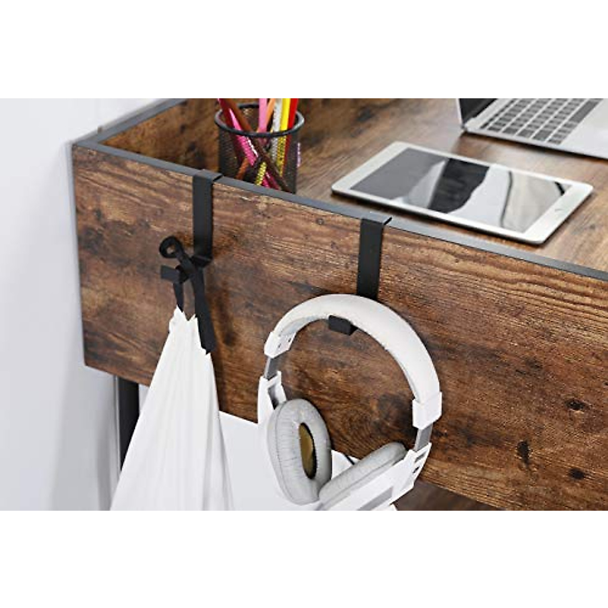 JJS 48" Home Office Computer Laptop Desk with Drawers, Modern Wooden Compact Study Writing Desk with Privacy Panel and Storage for Small Space, Rustic Brown