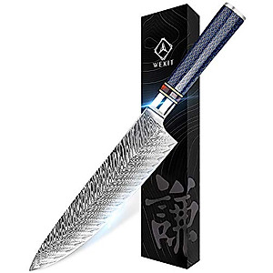 WeKit Chef Knife 8 Inch, Damascus Chef Knife Japanese VG10 Kitchen Knife Sharpest 67-Layer High Carbon Stainless Steel knife, Pro Cooking Knife, Meat Cutting Gyuto Chef Knife with Sheath