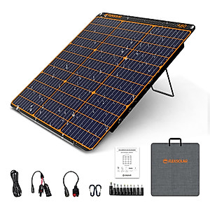FlexSolar 60W Solar Panel Charger Kit QC3.0 USB-A/PD USB-C/DC Outputs IP67 Waterproof Portable Power Emergency for Power Station Generator Cellphone Tablet RV Battery