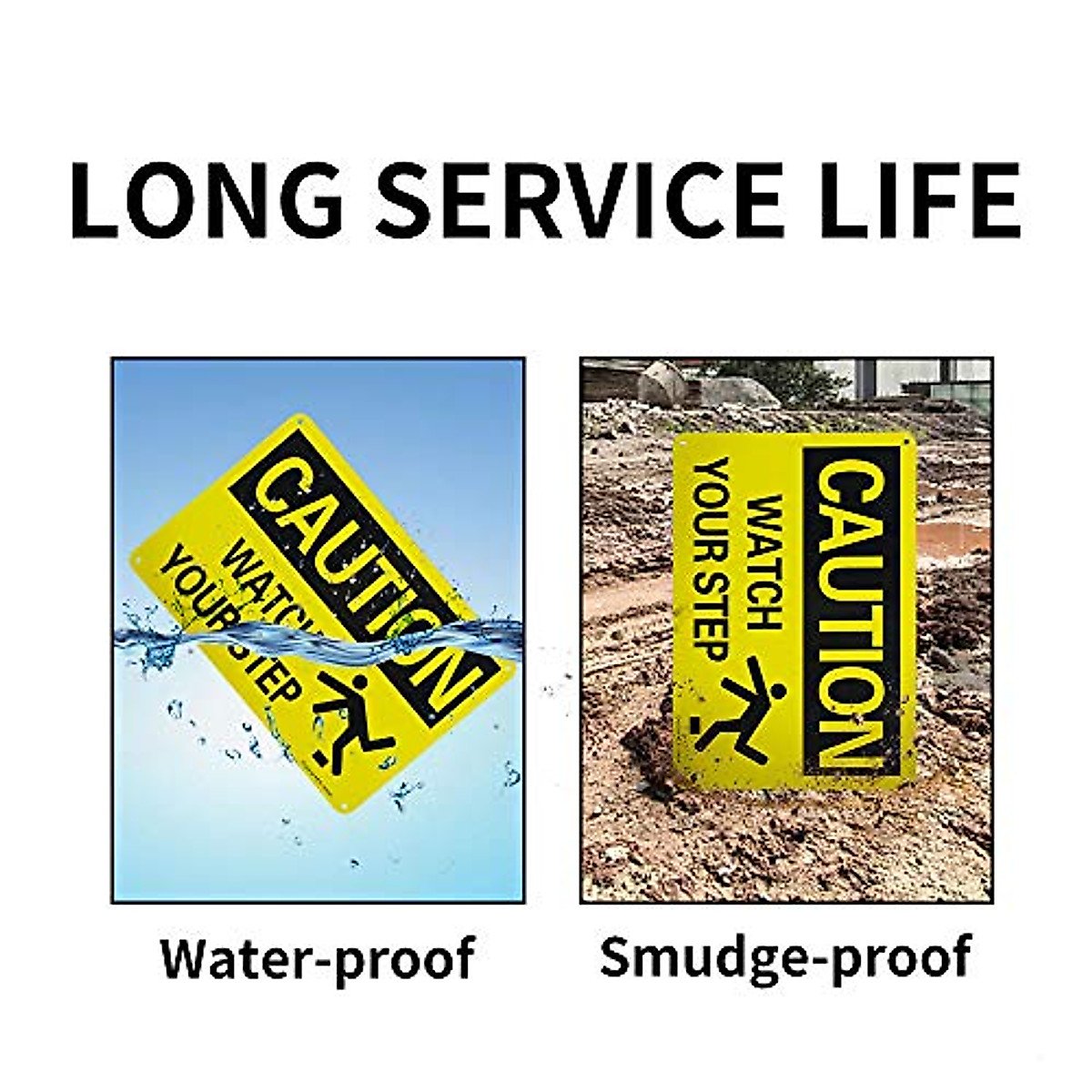 Enjoyist 2-Pack Safety Sign Caution Watch Your Step Sign, 10"x 7" .04" Aluminum Reflective Sign Rust Free Aluminum-UV Protected and Weatherproof