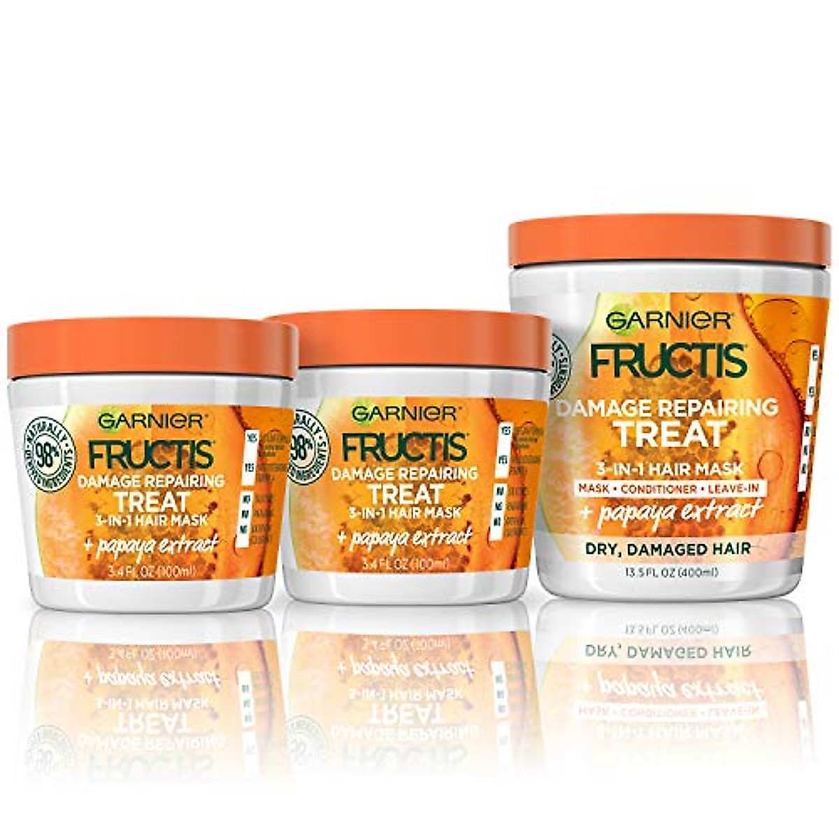 Garnier Hair Care Fructis Papaya Hair Treat Mask - 1 400mL + 2 100mL Kit