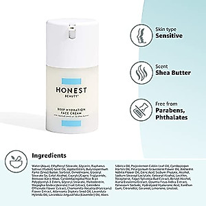 Honest Beauty Deep Hydration Face Cream with Baobab Seed Oil & Shea Butter | Hypoallergenic + Dermatologist Tested Non-comedogenic & Cruelty free|1.69 fl. oz.