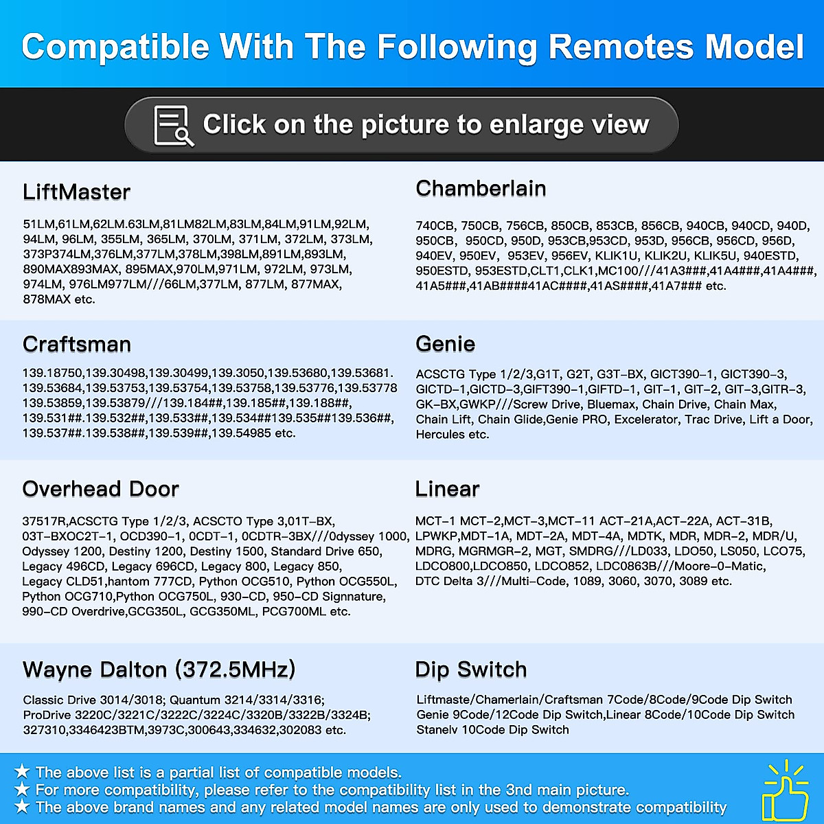 Universal Garage Door Opener Remote Compatible with LiftMaster Chamberlain Genie Craftsman Linear Wayne Dalton Overhead Door and More has Learn Button or Dip Switch