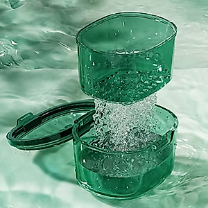 DOITOOL Denture Cleaner Green Retainer Case Portable Retainer Cleaner Case with Drain Tray, Denture Bath Braces Box Denture Box Accessories Denture Cleaner Denture Brush