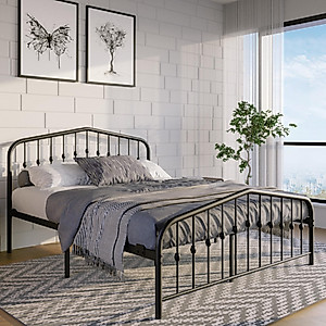 AMBEE21 Golden Gate Beds Washington Full Size Black Iron Bed Frame with Headboard Footboard Wrought Iron Heavy Duty Metal Platform Foundation Farmhouse Victorian Style 800 lbs Capacity CastleBeds