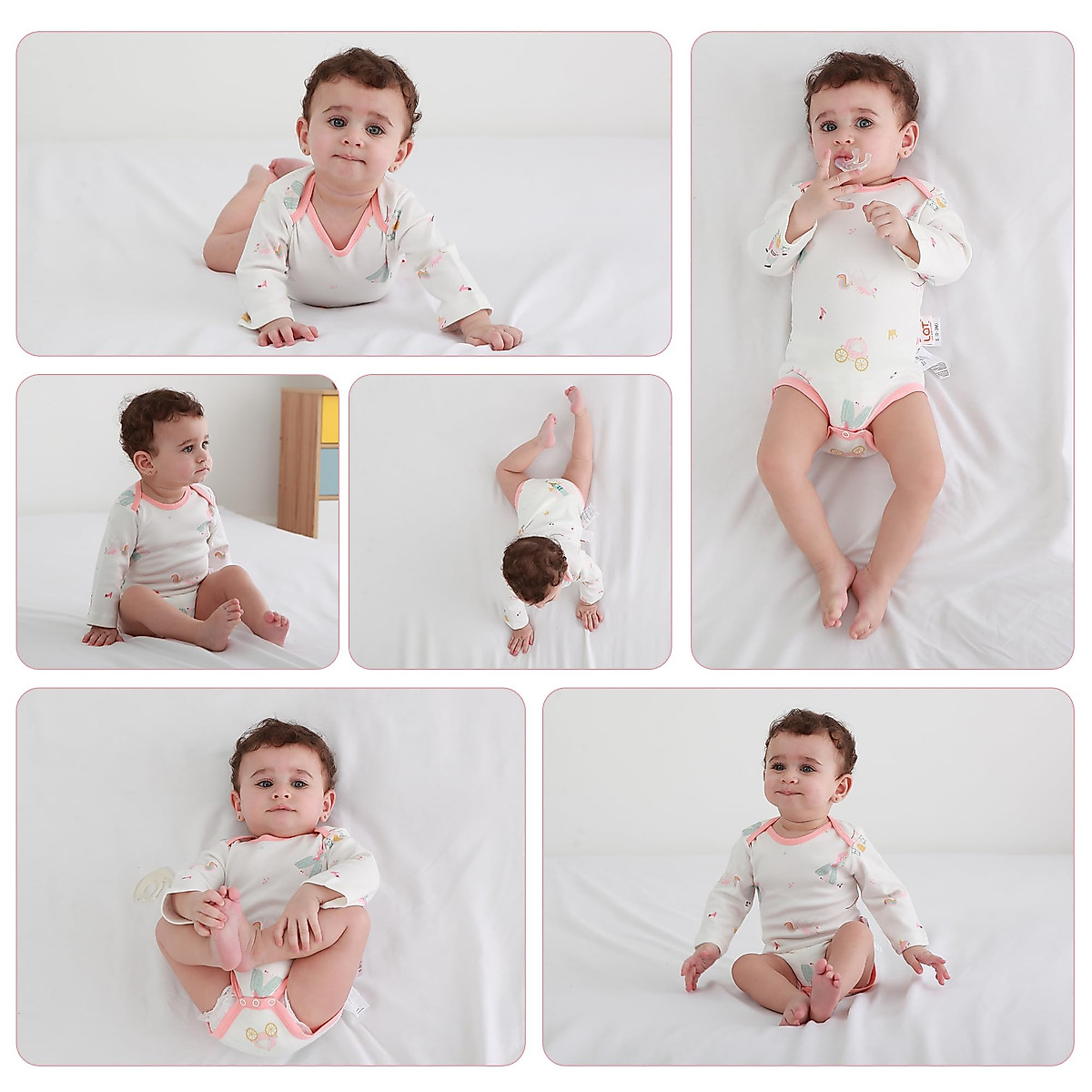 LAT 3 Pcs Baby Footie Pajamas，Infant Girls Boys One-Piece Footies Sleeper Newborn Cotton Sleepwear Outfits,zipper design（Blue Dinosaur，3-6 Months）