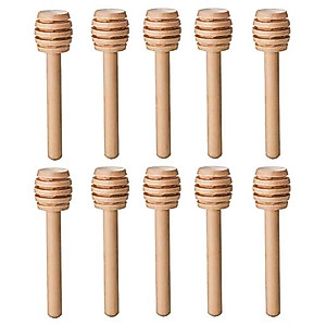 LASSUM 10 Pieces 3 Inch Wood Honey Dippers Sticks, Mini Honey Dipper Stick for Honey Jar Dispense Drizzle Honey