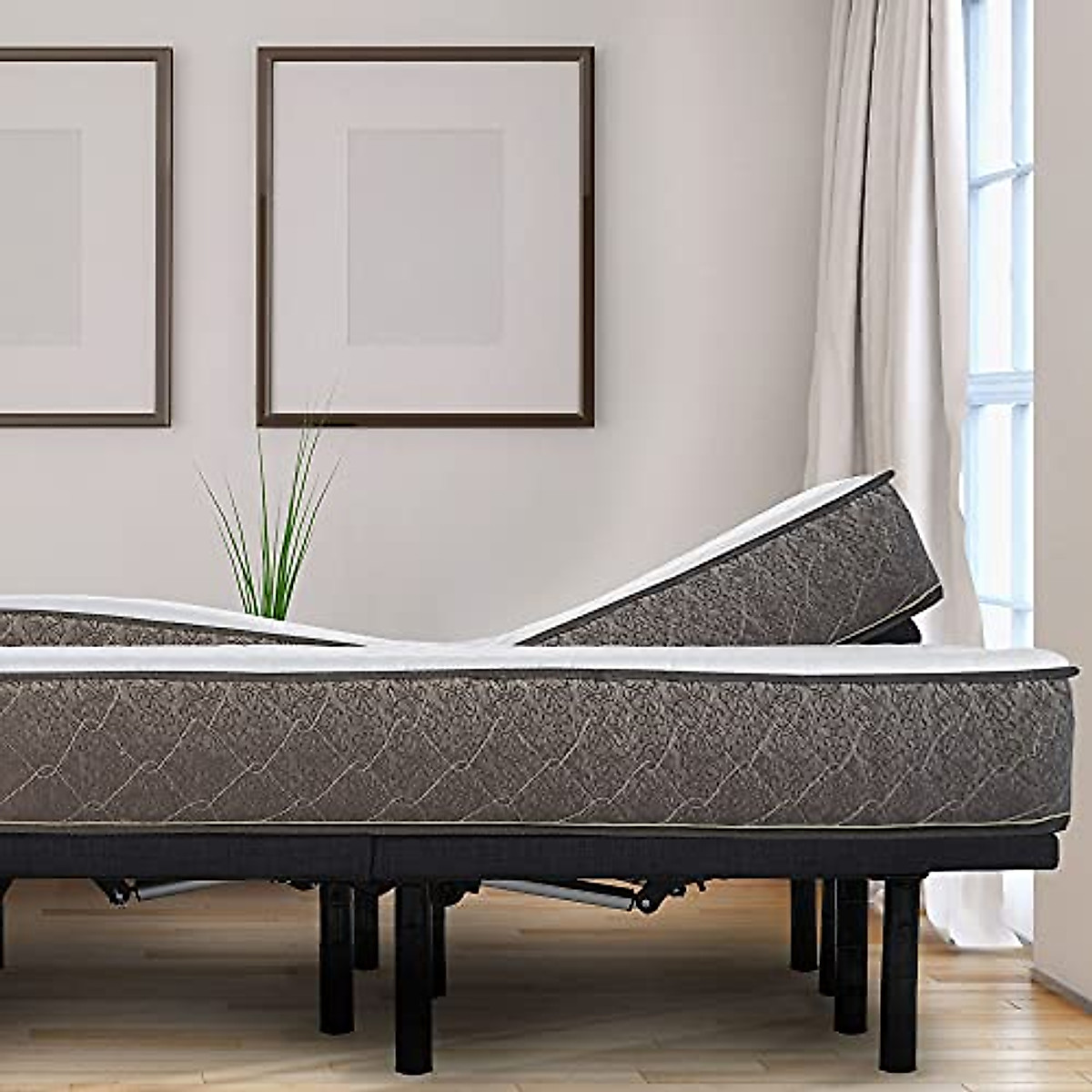 Greaton, 9-Inch Pocketed Coil Rolled Medium Plush Mattress for Adjustable Bed, Split Queen Set of 2 Halves (80x30 Each Half)