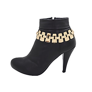 Women Fashion Jewelry Boot Bracelet Mesh Metal Chain Links Heels Shoe Charm Gold Color