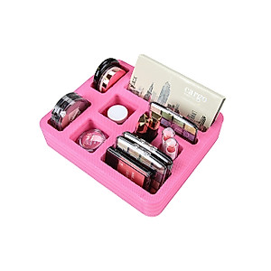 Polar Whale 2 Makeup Pink Drawer Organizers Tray Washable Waterproof Durable Foam Insert for Home Bathroom Bedroom Office 8.6 x 10.25 Inches 9 Compartments for Lipstick Eyeliner Cosmetics and More
