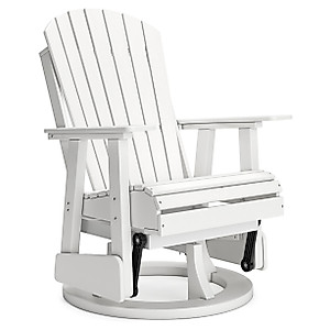 Signature Design by Ashley Hyland Wave Outdoor Swivel Glider Chair, 31" W x 30" D x 42" H, White