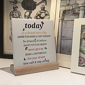 Urbcent Inspirational Desk Decoration for Women Encouragement Gifts for Women Friends Motivational Signs Desk Decorative 6"x6" Plaque Positive Cheer Up Birthday Gifts for Women
