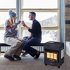 SANAUVULCAN Propane Heater, 18,000 BTU Portable Radiant Heater for Garages, Construction sites and yards,Quiet Propane Radiant Heater with Gas Regulator and Hose, Heating Area Up to 450 sq. Ft(Black)