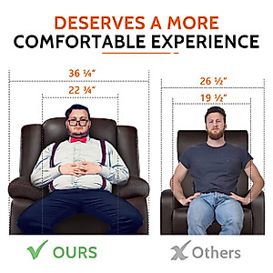 PrimeZone Oversized Rocker Recliner Chair - Comfy Wide Lazy Boy Recliner Chair with Overstuffed Armrest, Faux Leather Manual Reclining Chair for Living Room, Bedroom, Home Theater Seating, Brown