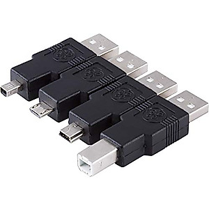 GE Universal USB 2.0 Adapter Kit, 6ft. A Male to A Female Extension Cable, 4 Adapters Included: A Male to B Male, A Male to Mini B (4 Pin), A Male to Mini B (5 Pin), A Male to Micro USB, 33758
