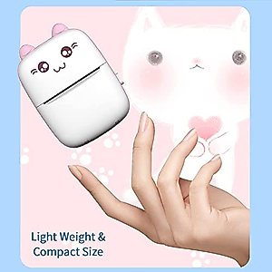 KGG Portable Mini Printer Pocket Wireless Bluetooth Thermal Printers with 9 Rolls Printing Paper for Photo Receipt Label Memo Wrong Question Notes QR Code Inkless Printing with iOS Android APP Pink