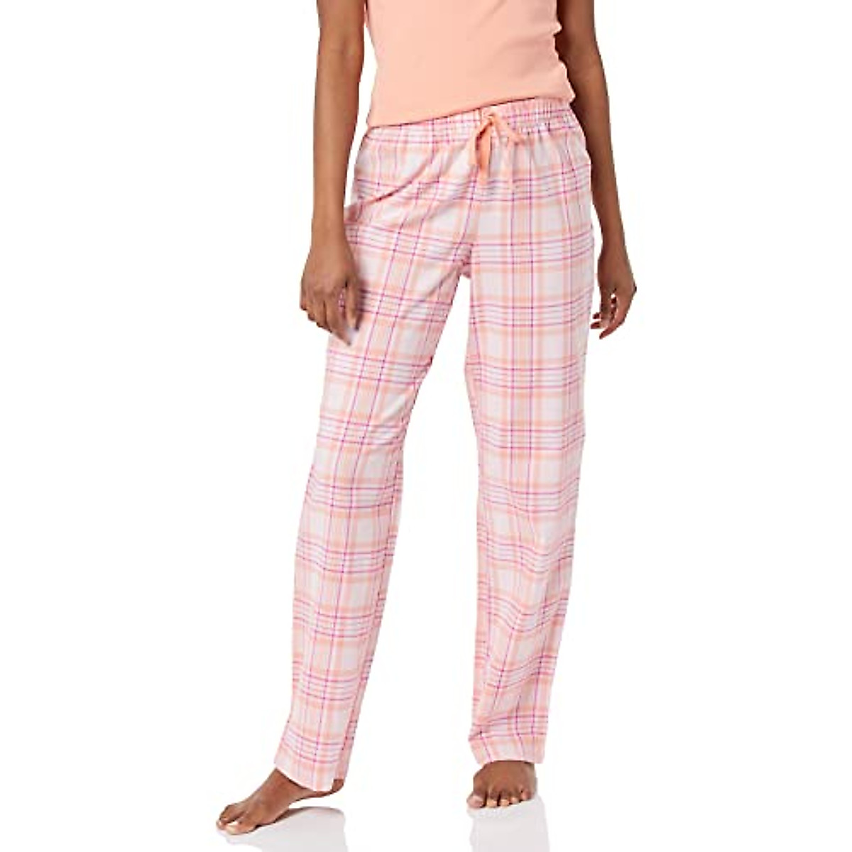 Amazon Essentials Women's Flannel Pajama Sleep Pant - Discontinued Colors, Light Pink Peach Plaid, 5X
