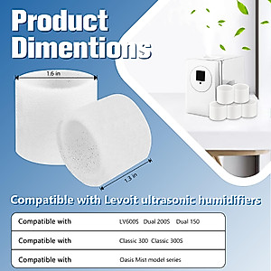 Funmit 20-Pack Top Fill Humidifier Replacement Filters for LEVOIT Classic160, Dual150, Dual200S, Classic300(S), LV600S, OasisMist 450S, Superior6000S Series Humidifiers to Improve Humidification