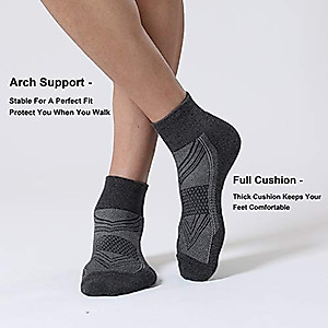 CelerSport 6 Pack Men's Ankle Socks with Cushion, Sport Athletic Running Socks, 3 Dark Gray + 3 Gray, X-Large