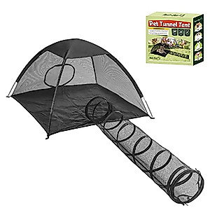 Cat Tent Outdoor, Pet Enclosure Tent Suitable for Cats and Small Animals, Indoor Playpen Portable Exercise Tent with Carry Bag(Pet Tent& Tunnel) M