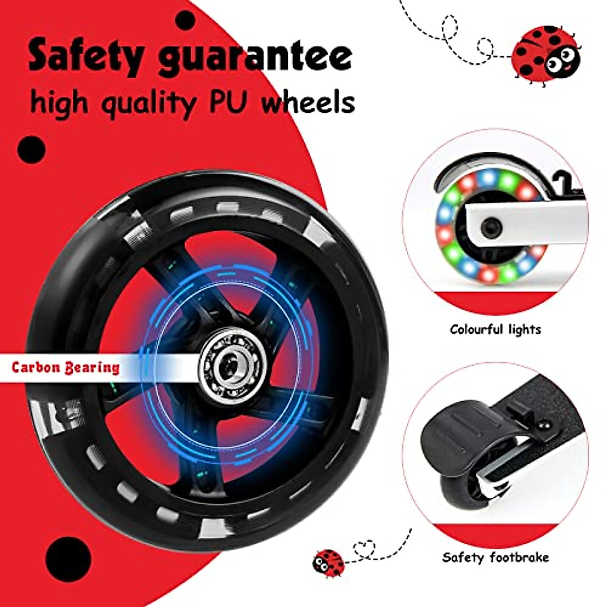 HONEY JOY Kids Scooter Suitcase, 18” Children Carry on Scooter Luggage w/Light-up LED Wheels, Waterproof Shell & Retractable Handle, Lightweight Foldable Ride on Suitcase for Kids Boys Girls(Red)