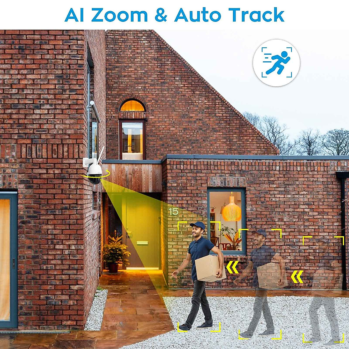 xmartO [Auto Track & 240x Zoom] Unicorn PRO 2K HD Wireless Security Camera Outdoor Pan/Tilt/Zoom (Auto Zoom, Enhanced 2-Way Audio,Smart 720lm Flood Lights & 260ft IR Night Vision, 2.4G WiFi