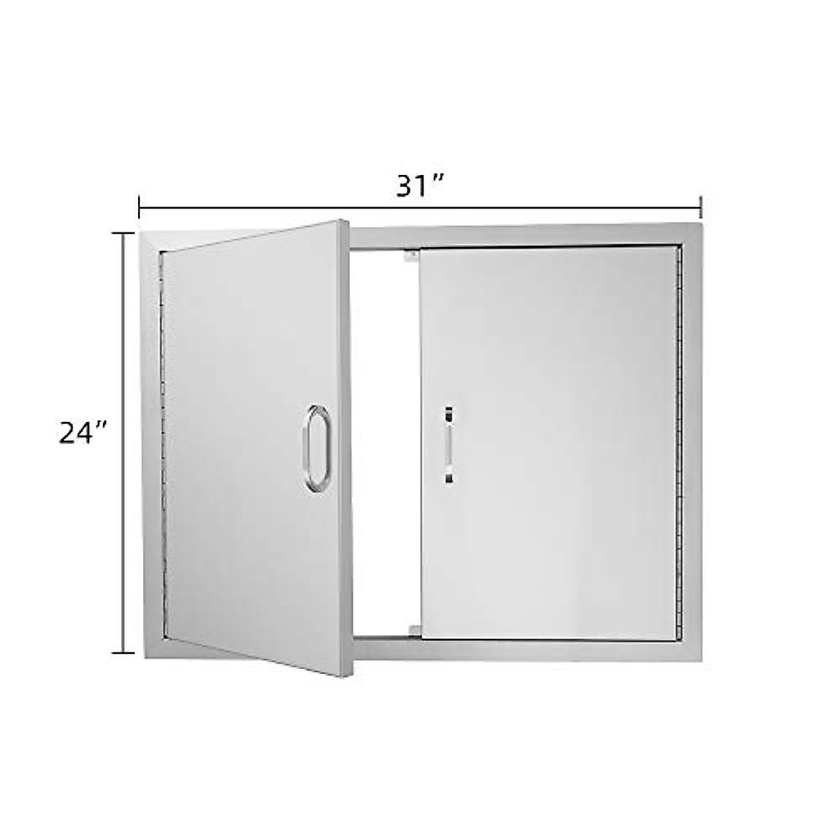 ROVSUN 31''W x 24''H Outdoor Kitchen Door, Heavy Duty 304 Grade Stainless Steel BBQ Access Door, Double BBQ Island Door, Perfect for Outdoor Kitchen, BBQ Island & Grilling Station