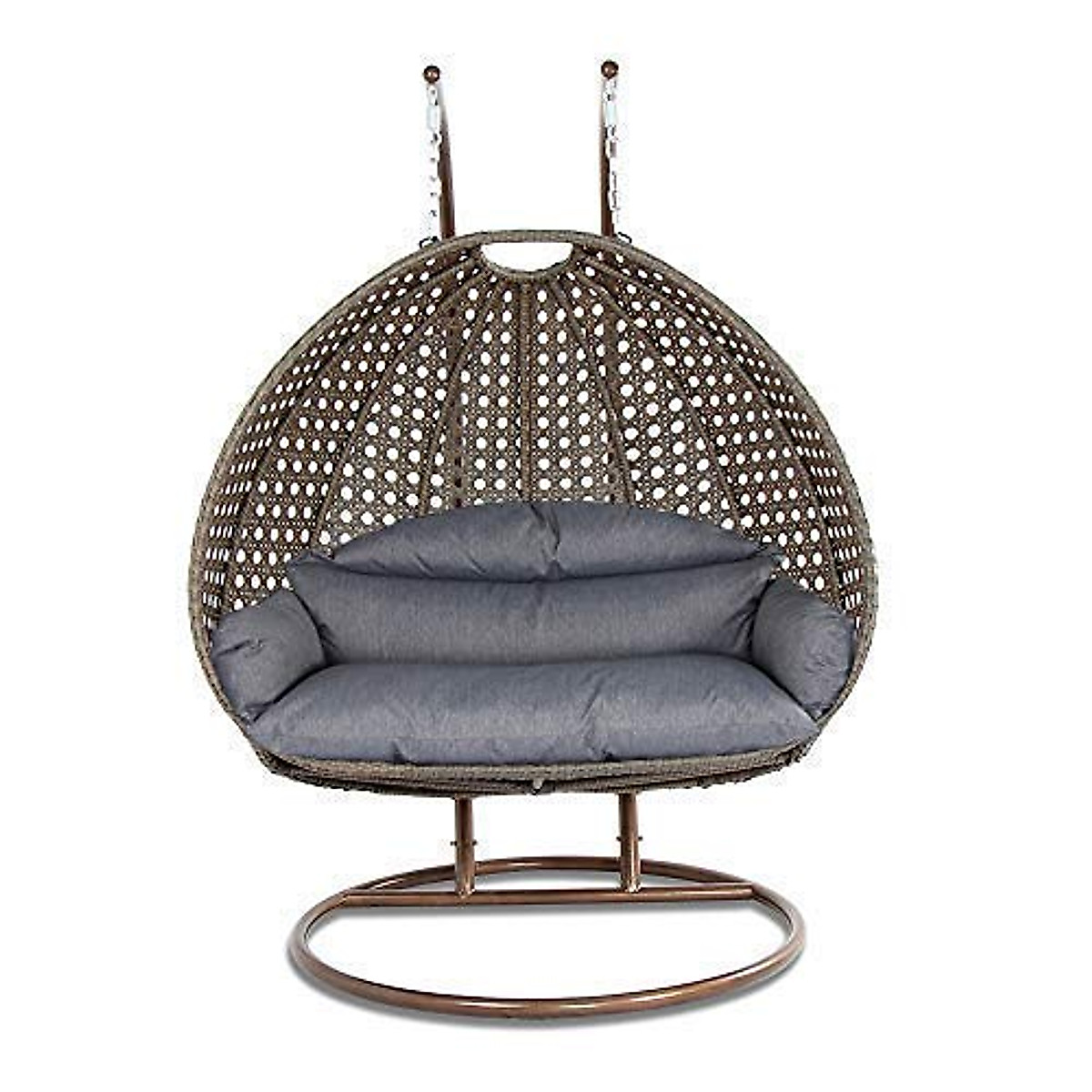 Island Gale® Luxury 2 Person Wicker Swing Chair ((2 Person) X-Large-Plus, Latte Rattan/Charcoal Cushion) Hanging Frame Color Black/Bronze Pending Availability.