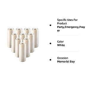 Tribello 9 Day Candles, 10 Pack - 7” White Pillar Candles for Memorial, Prayer Candles, Party Decor, and Emergency Candles - Unscented Slow Burning 100% Vegetable Wax in Plastic Jar Container