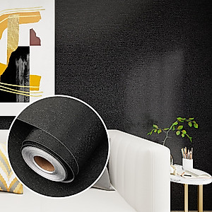 (394inx17.7inch Peel and Stick Wallpaper Black Contact Paper Self Adhesive Easy to Apply Wall Coverings Shelf Home Decorative Wall Paper Textured Shelf Decorative