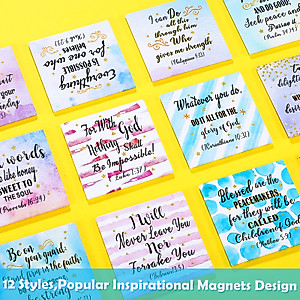 Weewooday 12 Pieces Christian Magnets Inspirational Refrigerator Magnets Verse Square Motivational Fridge Magnets Bible Verses Scripture Quotes Magnet for Locker Fridge Supplies