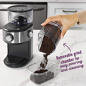 Mr. Coffee Burr Coffee Grinder, Automatic Grinder with 18 Presets for French Press, Drip Coffee, and Espresso, 18-Cup Capacity, Stainless Steel