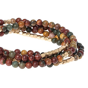 Scout Curated Wears - Women's Stone Wrap Bracelet & Necklace - Majestic Jasper/Gold - Stone of Serenity