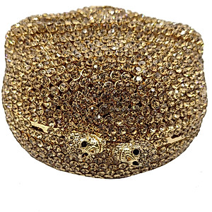 Boutique De FGG Golden Skull Crystal Clutch Purse Women Rhinestone Evening Handbags Party Prom Halloween Clutch Bag, Mini