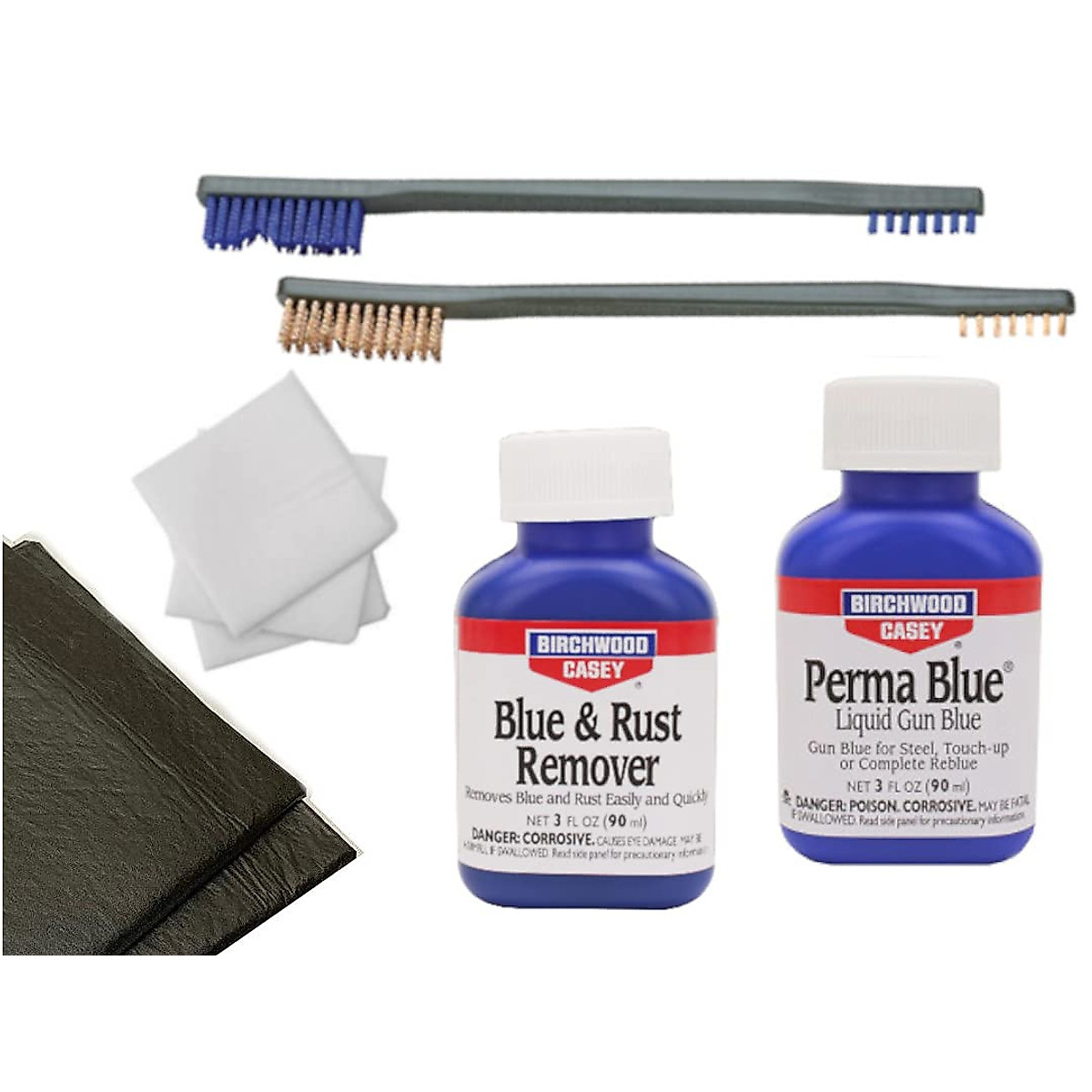Gun Bluing Kit Including Perma Blue, Rust and Blue Remover, Pads, Brushes and Cleaning Patches