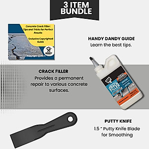 Concrete Crack Repair Kit (Dry)- Bundle with DAP Concrete Crack Filler (1.62 lbs) - Handy Dandy Guide and Putty Knife-Cement Crack Filler- Patio, Sidewalk, Basement, and Driveway Crack Filler(Gray)