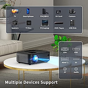 WiFi Projector, VILINICE 7500L Mini Bluetooth Movie Projector ,Portable Phone Projector with Wireless Mirroring,1080P and 240" Supported, Compatible with Fire Stick,HDMI,VGA,USB,TV,Box,Laptop,DVD