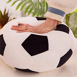 Plush Soccer Balls - Fluffy Stuffed Toy Soccer Ball Plush Pillow Soft Durable Stuff Soccerball Gift for Kids Boy Baby (Black -White,11.8inch/30cm)