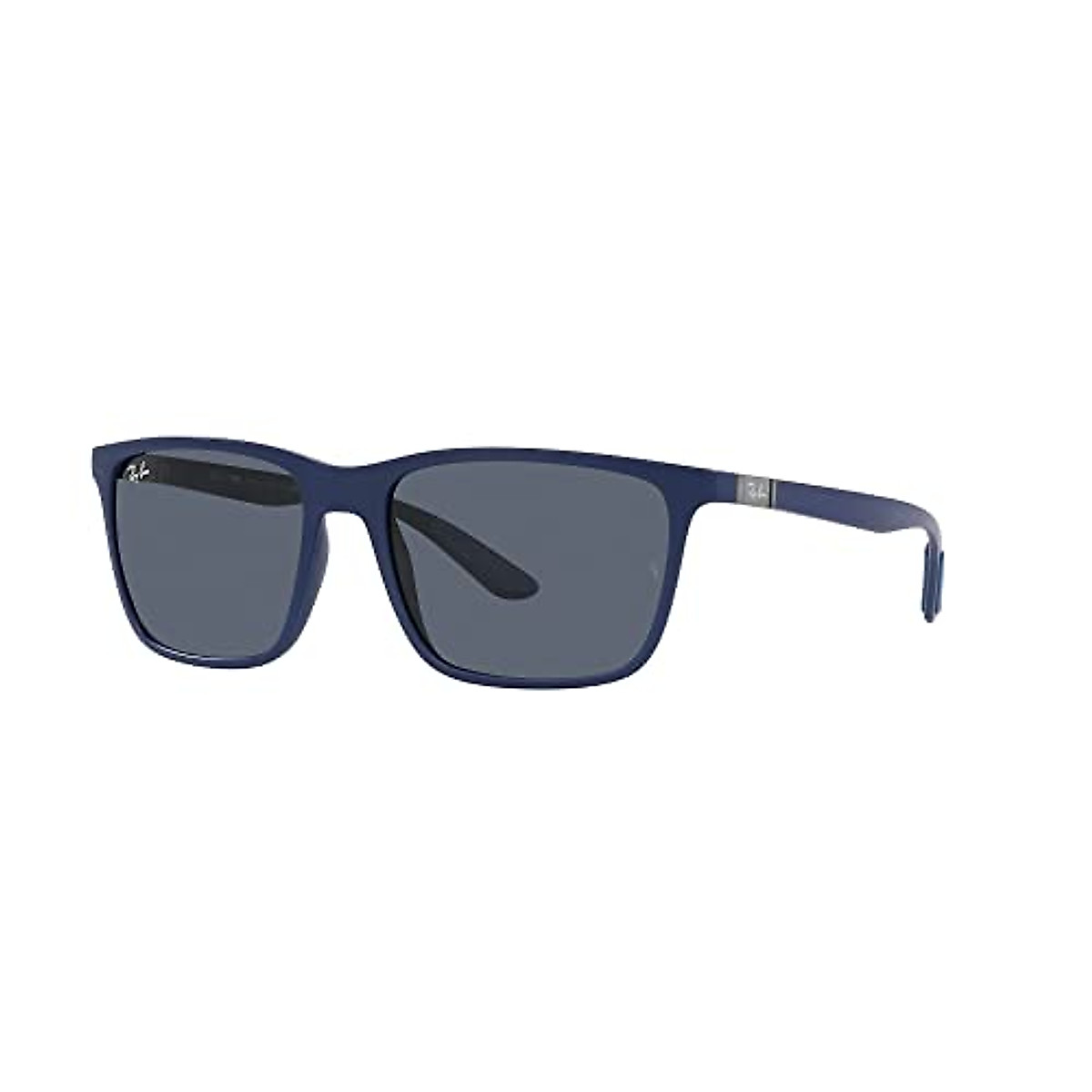 Ray-Ban RB4385 Liteforce Rectangular Sunglasses, Matte Blue/Dark Grey, 58 mm