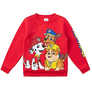 Paw Patrol Nickelodeon Marshall, Chase and Rubble Boys’ Sweatshirt and Jogger Set for Toddler and Little Kids – Navy/Red