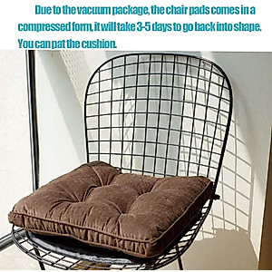 Nathime Soft Patio Outdoor Corduroy Chair Pad with Ties Home Decor Indoor Dining Chairs Cushion 18"×18"×3.6" Brown 1Pc