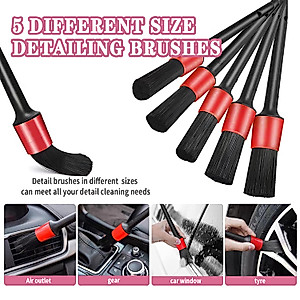 SULAWH Car Interior Detailing Kit, Auto Upholstery & Carpet Cleaner with Car Seat and Windshield Cleaning Tools, Complete Car Wash and Detailing Brushes Set, Essential Car Cleaning Supplies Kit