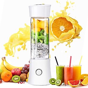 Taillansin 2019 Newest Portable Blender, USB Rechargeable, Food Grade Glass, 480ml Capacity, 6-Blade Stainless Steel Mixing, Easy Clean and Use