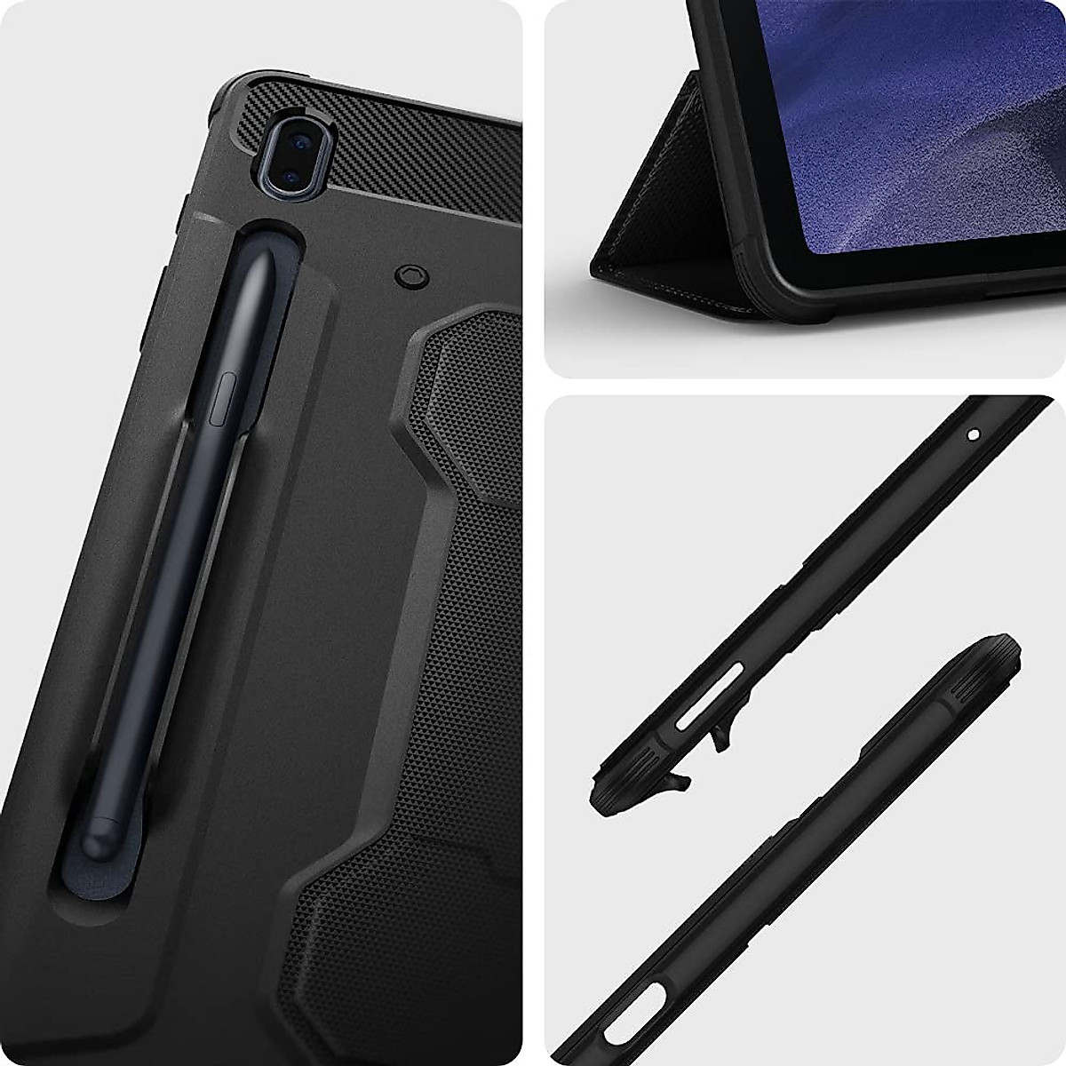 Spigen Rugged Armor Pro Designed for Galaxy Tab S7 FE 12.4" 2021 Case with S Pen Holder (2021) - Black